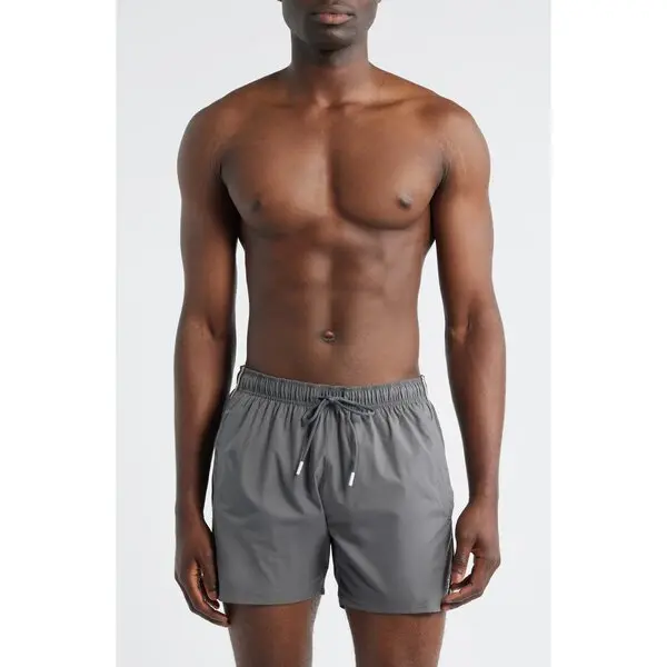BOSS Side Stripe Swim Trunks - Open Grey