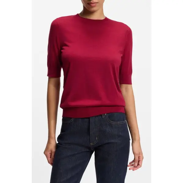 BOSS Farbella Virgin Wool Sweater - Deep Ruby