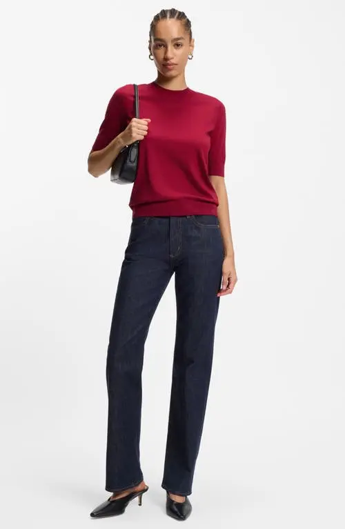 BOSS Farbella Virgin Wool Sweater - Deep Ruby