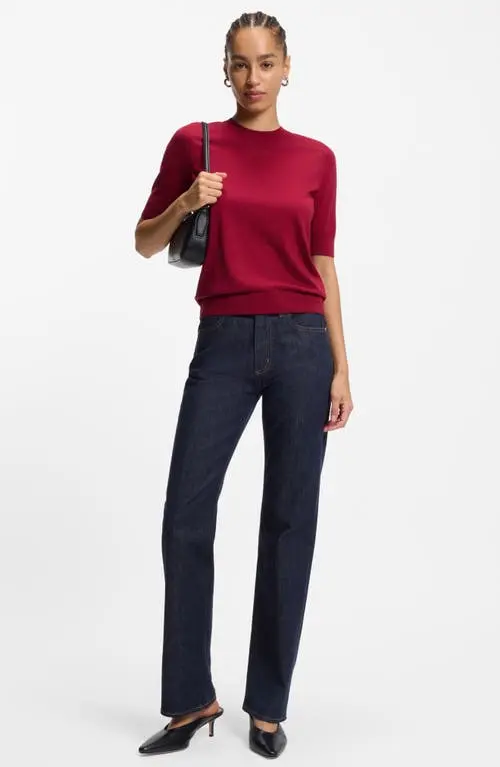 BOSS Farbella Virgin Wool Sweater - Deep Ruby