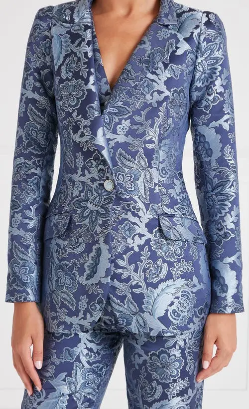 TEMPERLEY LONDON Francis Floral Jacquard Blazer - Navy