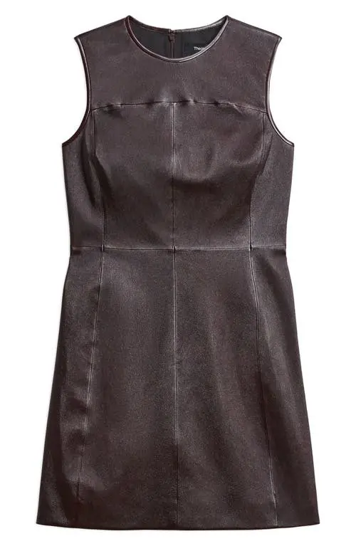 Theory Seamed Sleeveless Leather Mini Dress