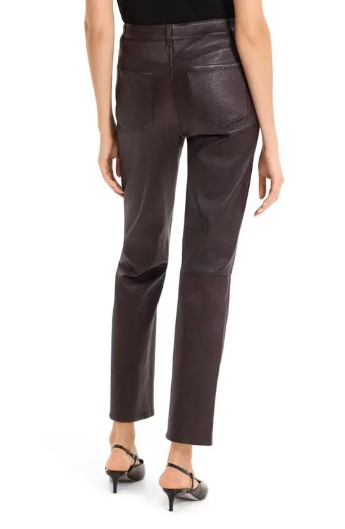 Theory Glossed Leather Straight Leg Pants