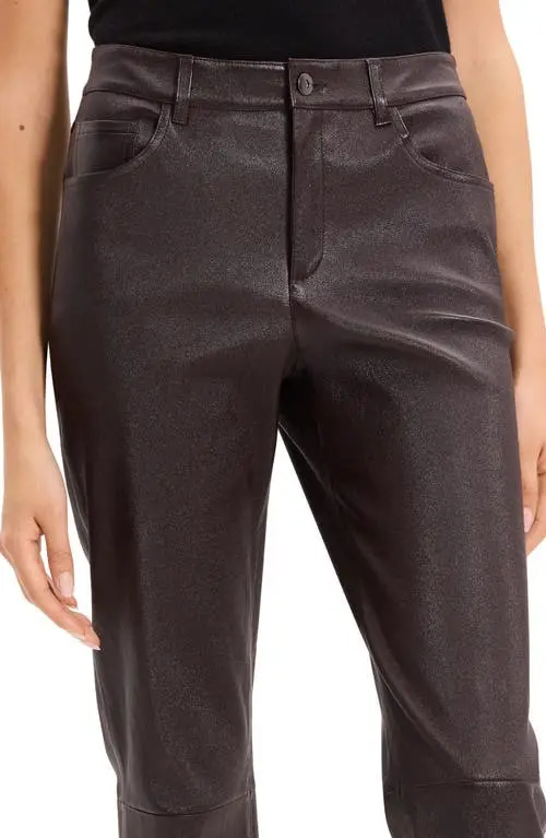 Theory Glossed Leather Straight Leg Pants