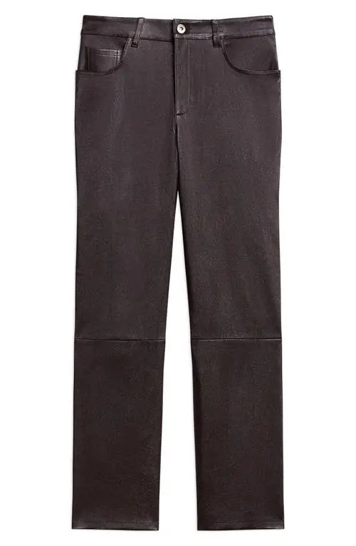 Theory Glossed Leather Straight Leg Pants