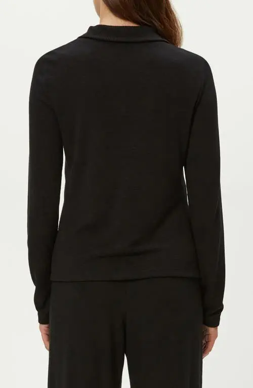 Michael Stars Issa Long Sleeve Snap Placket Polo - Black