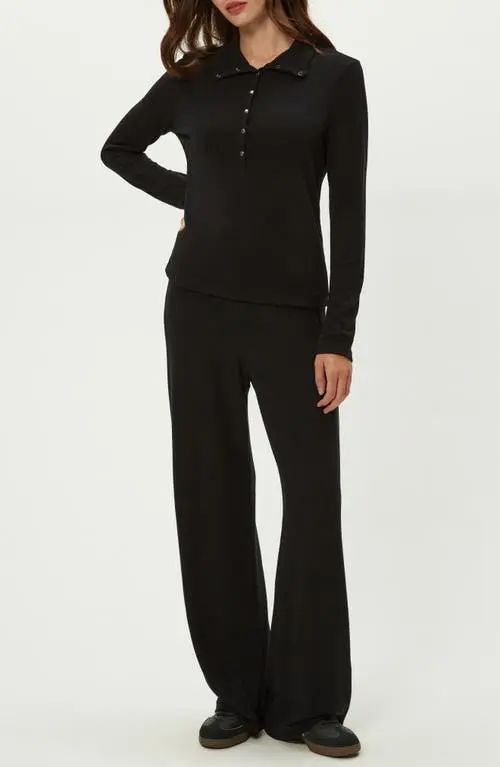 Michael Stars Issa Long Sleeve Snap Placket Polo