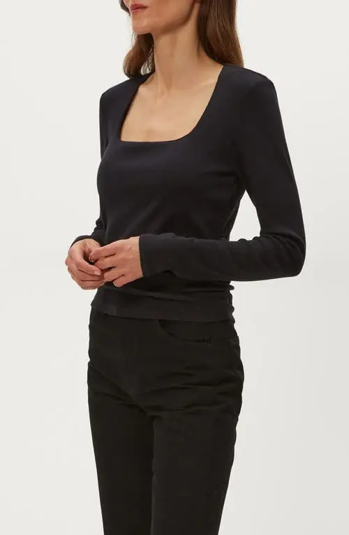Michael Stars Long Sleeve Square Neck T-shirt - Black