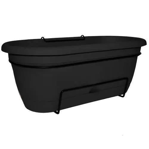 BLOEM 19.25 Inch Lucca Oval Window Box Planter - Black