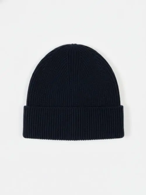 Gobi Cashmere Ribbed Beanie - Navy Blazer