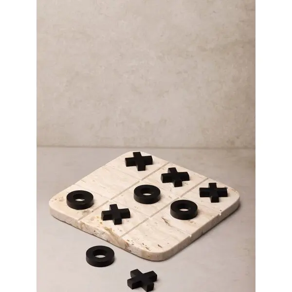 GAURI KOHLI Monty Marble Tic Tac Toe Set - Beige