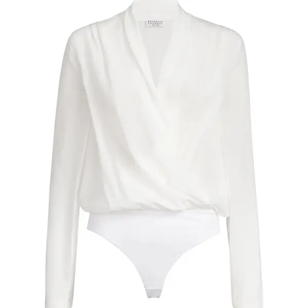 Brunello Cucinelli Crêpe De Chine Bodysuit - Ivory