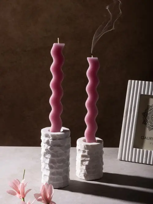 GAURI KOHLI Flores Marble Taper Candle Holder