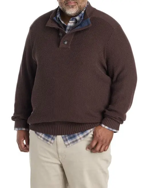 OAK HILL BY DXL Big & Tall Textured Mockneck Sweater