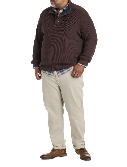 OAK HILL BY DXL Big & Tall Textured Mockneck Sweater