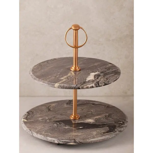 GAURI KOHLI Heavenly Onyx Two-tier Cake Stand - Brown