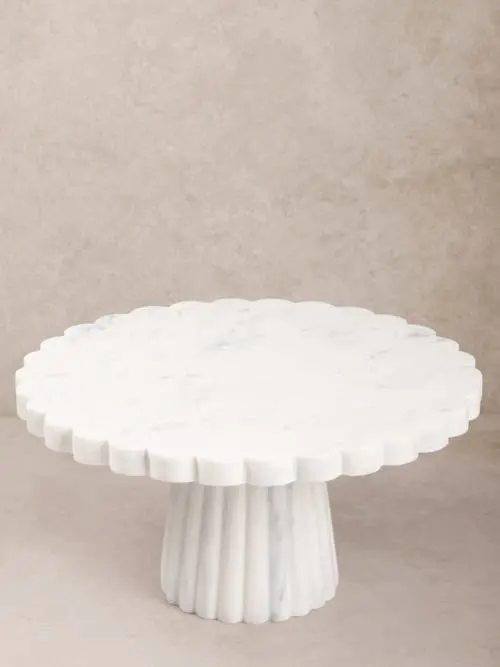 GAURI KOHLI Bobby White Marble Cake Stand - Ivory White