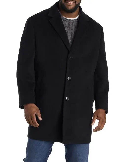 Michael Kors Big & Tall Wool-cashmere Overcoat - Black