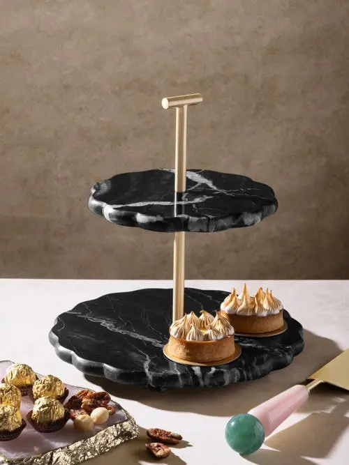 GAURI KOHLI Concorde Marble Two-tier Cake Stand