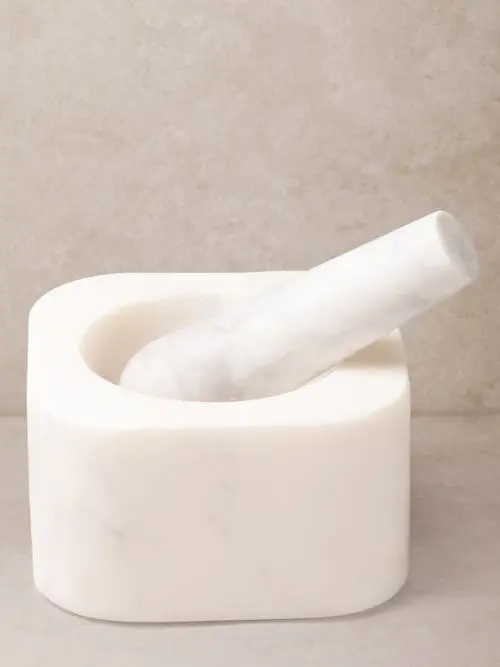 GAURI KOHLI Noble Marble Mortar And Pestle - Ivory White