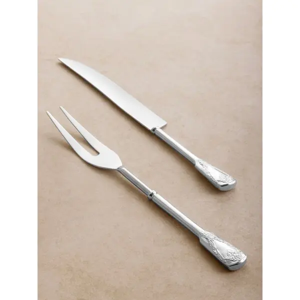 GAURI KOHLI Bolivia Carving Knife & Meat Fork Set - Silver