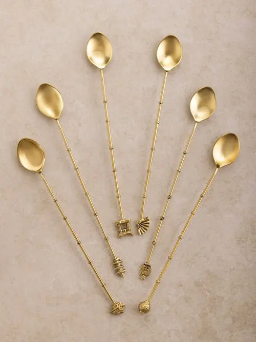 GAURI KOHLI Magnolia Cocktail Stirrers - Gold