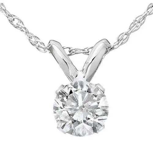 BLISS DIAMOND Diamond Solitaire Pendant Necklace - 14k White Gold