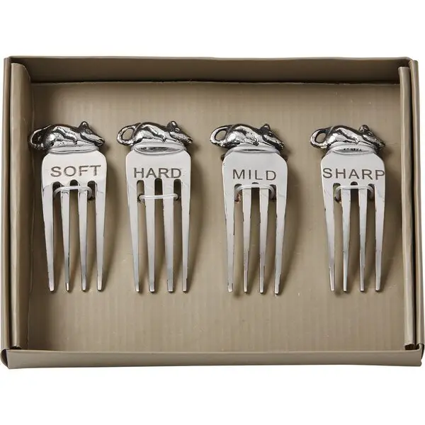 TAG Mice Cheese Marker Set Of Four Stainless Steel Utensils - Silver
