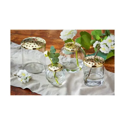 TAG Large Glass Flower Frog Orb Decorative Novelty Vase