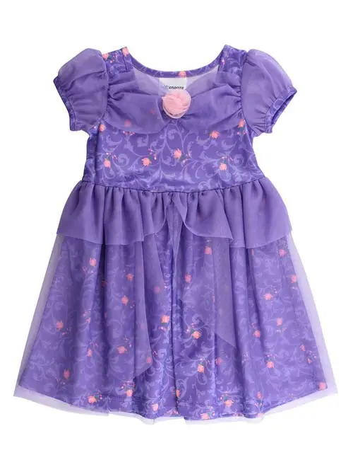 RUFFLEBUTTS Princess Dress-up Puff Sleeve Nightgown - Royal Purple Princess