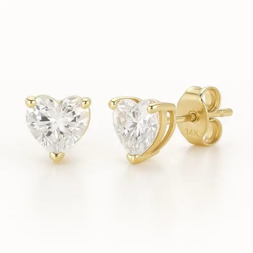 DONATELLO GIAN 14k Yellow Heart Stud Earrings - Gold