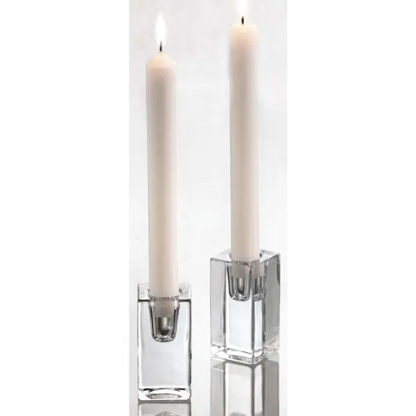 TAG Chunky Glass Square Taper Candle Holder Decorative - Clear