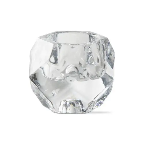 TAG Geo Glass Reversible Tealight Taper Candle Holder - Clear