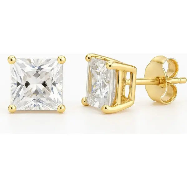 DONATELLO GIAN 14k Yellow Square Stone Stud Earrings - Gold