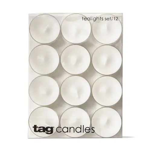 TAG Set Of 12 Tealight Candles Wax Everyday Use - White