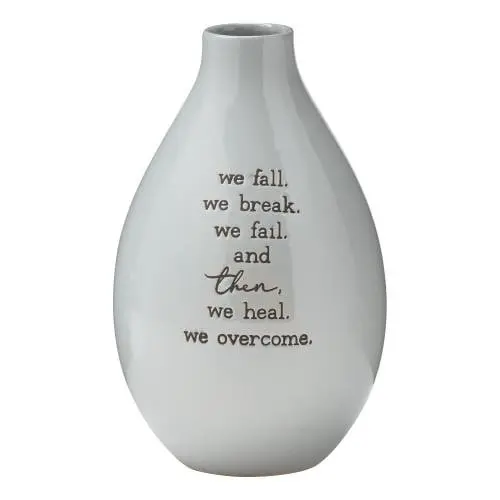 TAG We Heal We Overcome Dark Ceramic Decorative Vase - Gray