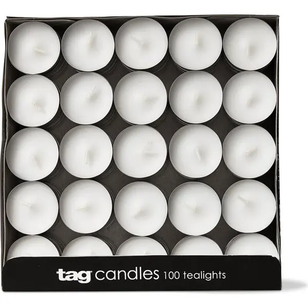 TAG Color Studio Unscented Paraffin Tealight Candles 100 - White