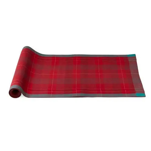 TAG Joyous Plaid Table Runner Multi Cotton Christmas Decor - Red