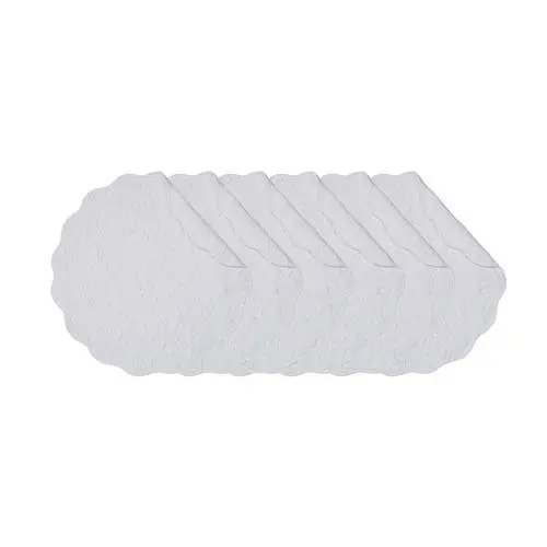 C&F HOME Christiana Reversible Machine Washable Round Scallop Quilt Placemats Set Of 6 - White