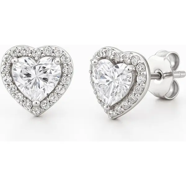 DONATELLO GIAN Sterling Halo Heart Earrings - Silver