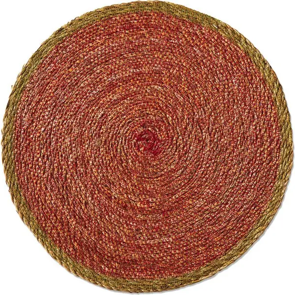 TAG Overstitch Seagrass Placemat Wipe Clean Everyday Use 15x15 Inches - Red