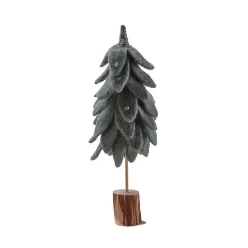 TAG Wooly Felt Christmas Tree With Log Basedark Decor