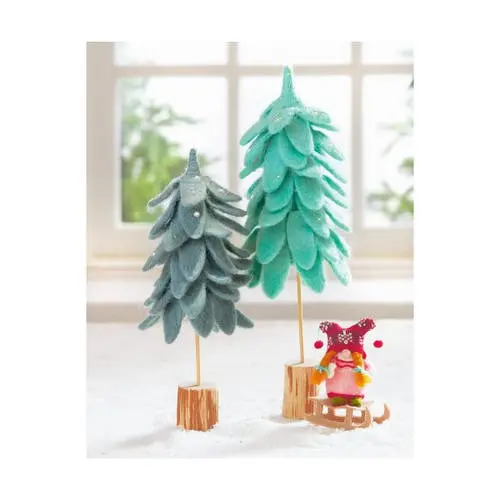 TAG Wooly Felt Christmas Tree With Log Basedark Decor