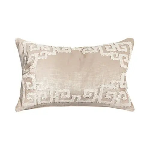 ELISABETH YORK Gaia Dimensional Greek Key Solid Natural Tan Cotton Decorative Throw Pillow - Brown
