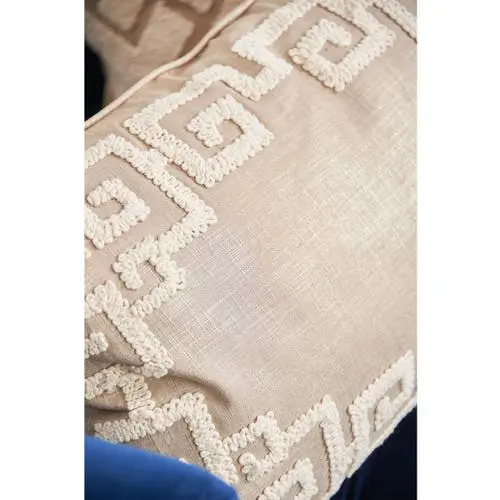 ELISABETH YORK Gaia Dimensional Greek Key Solid Natural Tan Cotton Decorative Throw Pillow