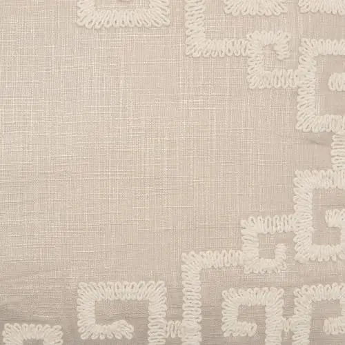 ELISABETH YORK Gaia Dimensional Greek Key Solid Natural Tan Cotton Decorative Throw Pillow