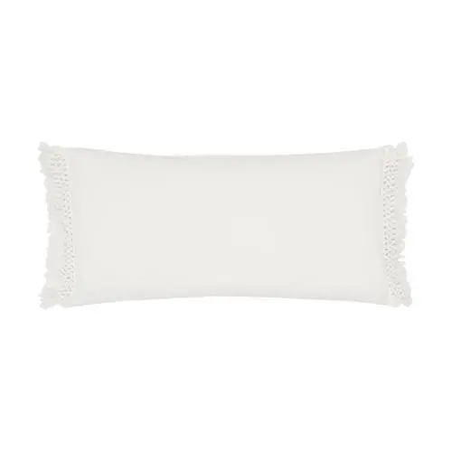 ELISABETH YORK Lavato Enzyme Washed Cotton Decorative Throw Pillow - White