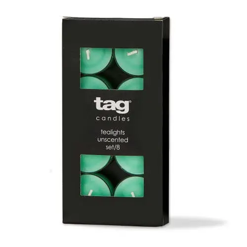 TAG Color Studio Seafoam Tealight Candles Set Of Eight Smokeless - Green