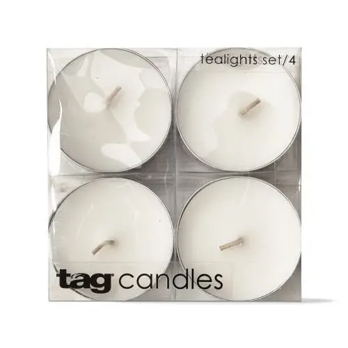 TAG Color Studio Jumbo Tealight Candles Set Of Four Wax - White