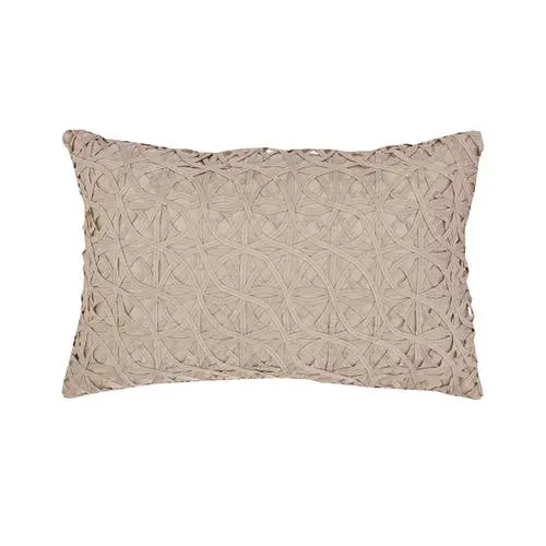ELISABETH YORK Ribbon Mesh Solid Sandstone Tan Polyester Decor Throw Pillow - Beige